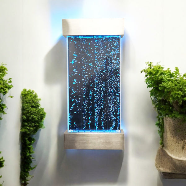 Custom Engraved Wall Mount LED Bubble Wall Indoor Fountain Water Featu ...